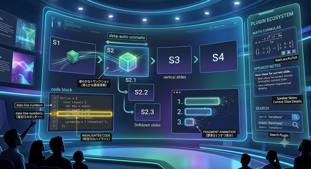 MarpとReveal.jsを同じ内容で比較してみた - Markdownスライド vs HTMLプレゼンテーション | DevelopersIO